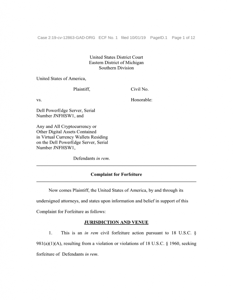 Coming In Hot: Crypto In Rem Seizure Forfeiture Actions